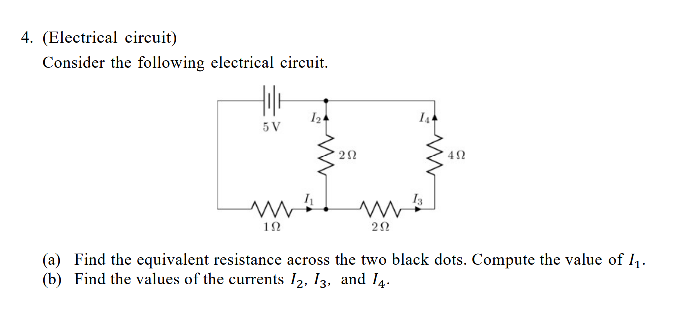 Solved (Electrical ﻿circuit)Consider the following | Chegg.com