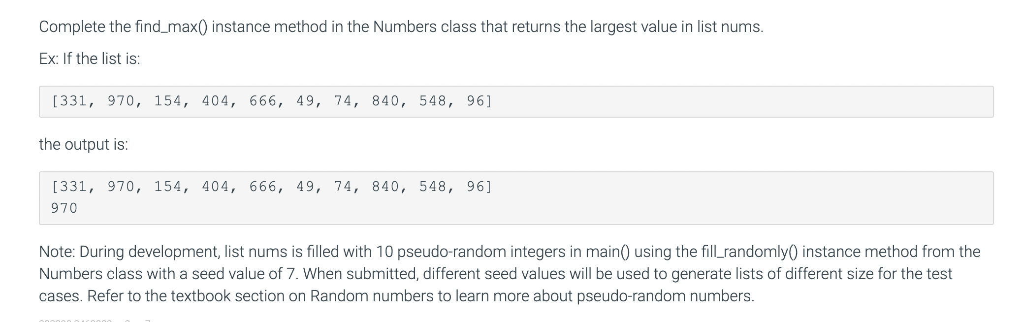 Solved Complete the find_max() instance method in the | Chegg.com