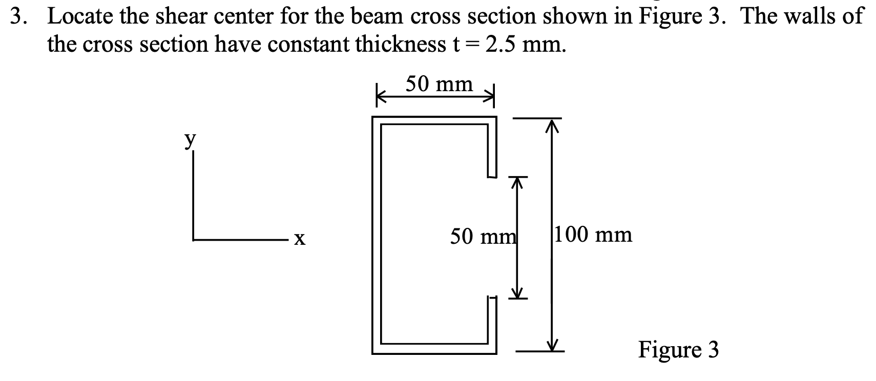 Solved 3. Locate the shear center for the beam cross section | Chegg.com