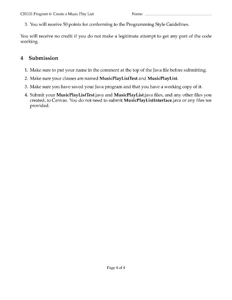 Solved Program 6: Create a Music Play List This is an | Chegg.com