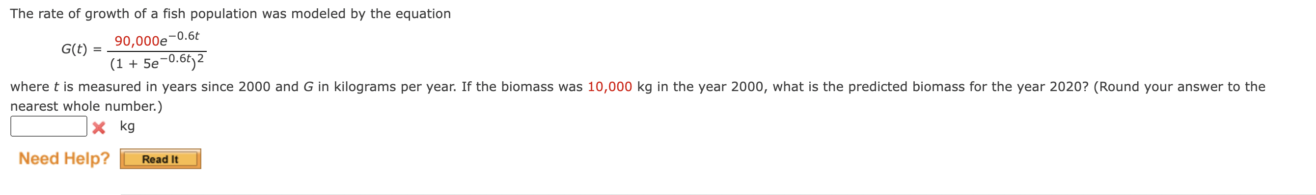 Solved The rate of growth of a fish population was modeled | Chegg.com