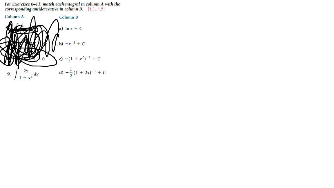 Solved For Exercises 6-11, match each integral in column A | Chegg.com