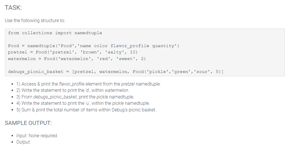 Solved TASK: Use the following structure to: from | Chegg.com