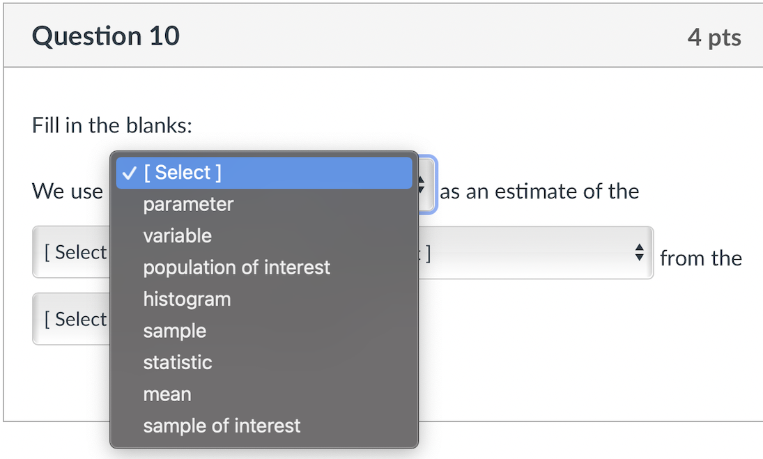 Solved Fill in the blanks: We use a as an estimate of the | Chegg.com