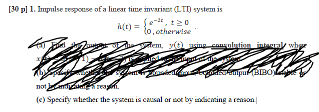 Solved [30 P] 1 Impulse Response Of A Linear Time Invariant