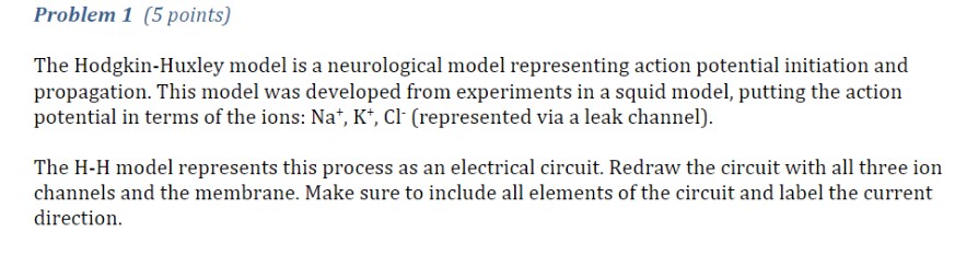 Solved The Hodgkin-Huxley model is a neurological model | Chegg.com
