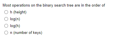 Most operations on the binary search tree are in the | Chegg.com