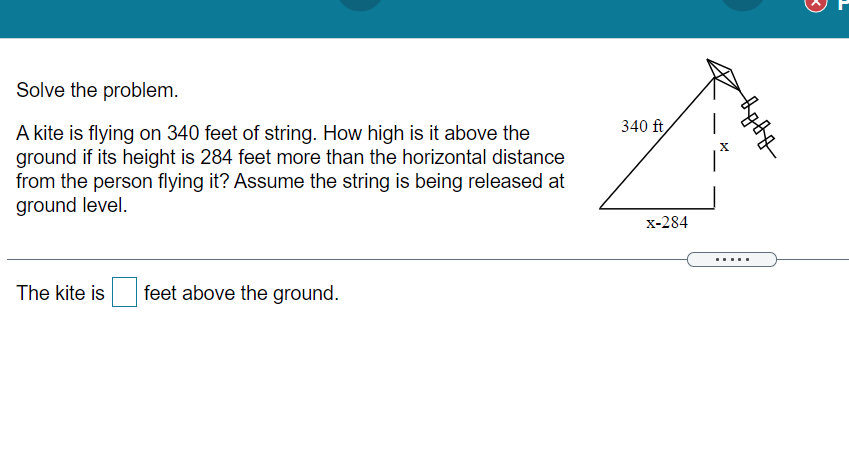 Solved Solve the problem. 340 ft hello х A kite is flying on | Chegg.com