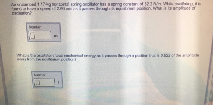 Solved An undamped 1.17-kg horizontal spring oscillator has | Chegg.com