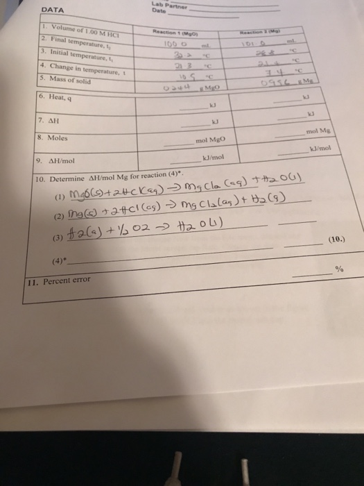Solved PROCESSING THE DATA All calculations must be done in | Chegg.com