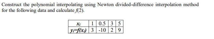 Solved Construct The Polynomial Interpolating Using Newton