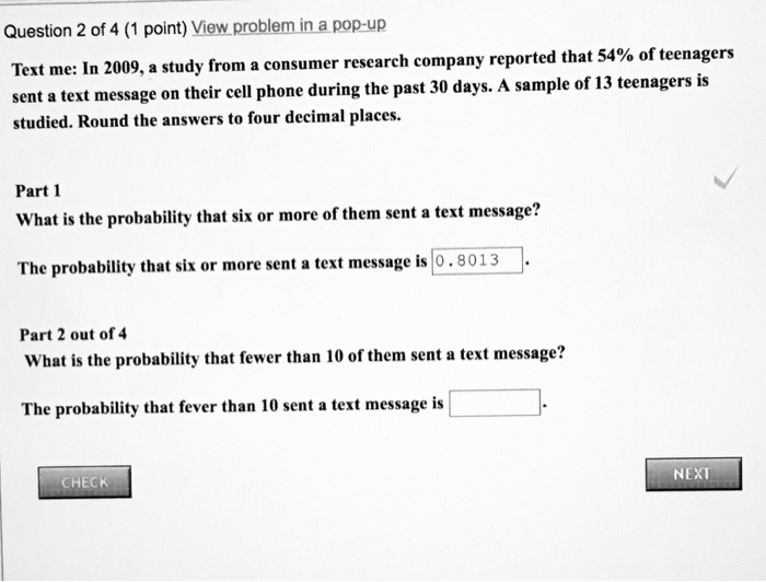 Solved Question 2 of 4 (1 point) View problem in a pop-up | Chegg.com