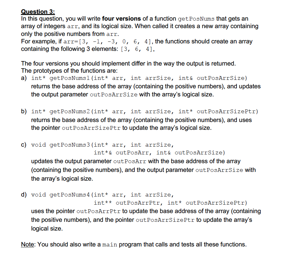 Solved Question 3: In this question, you will write four | Chegg.com