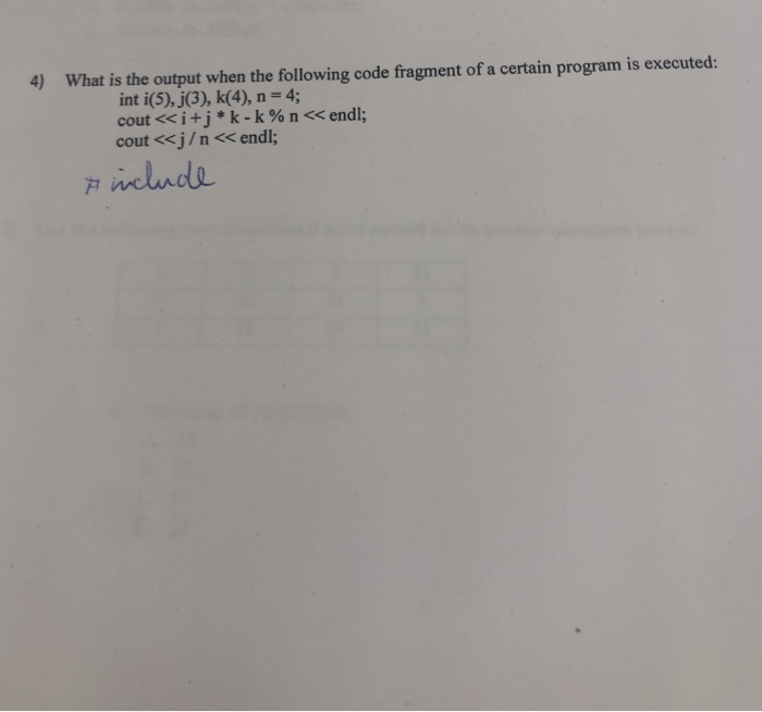 Solved 4 What Is The Output When The Following Code