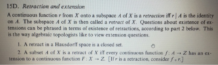 Solved 15D. Retraction and extension A continuous function r | Chegg.com