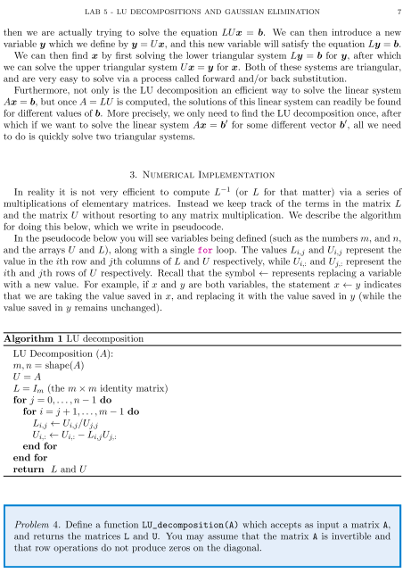 Solved 4 LAB 5 - LU DECOMPOSITIONS AND GAUSSIAN ELIMINATION | Chegg.com