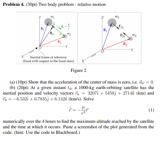 Problem 4. (30pt) Two body problem - relative motion | Chegg.com