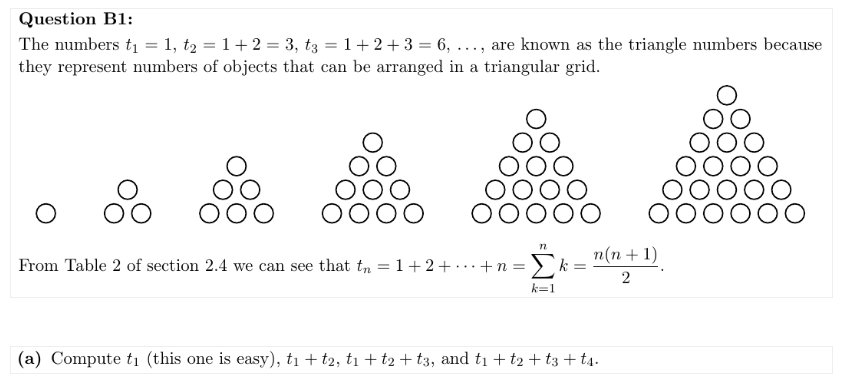 Solved The numbers t1=1,t2=1+2=3,t3=1+2+3=6,…, are known as | Chegg.com