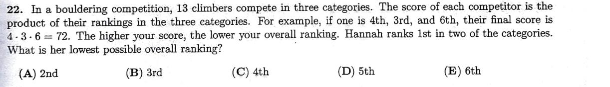 Solved 22. In a bouldering competition, 13 climbers compete | Chegg.com