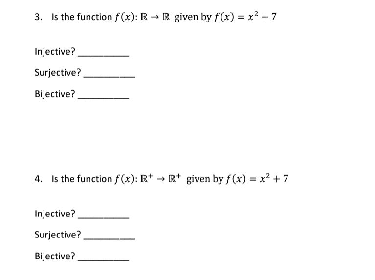 Solved 3 Is The Function F X R→r Given By F X X2 7