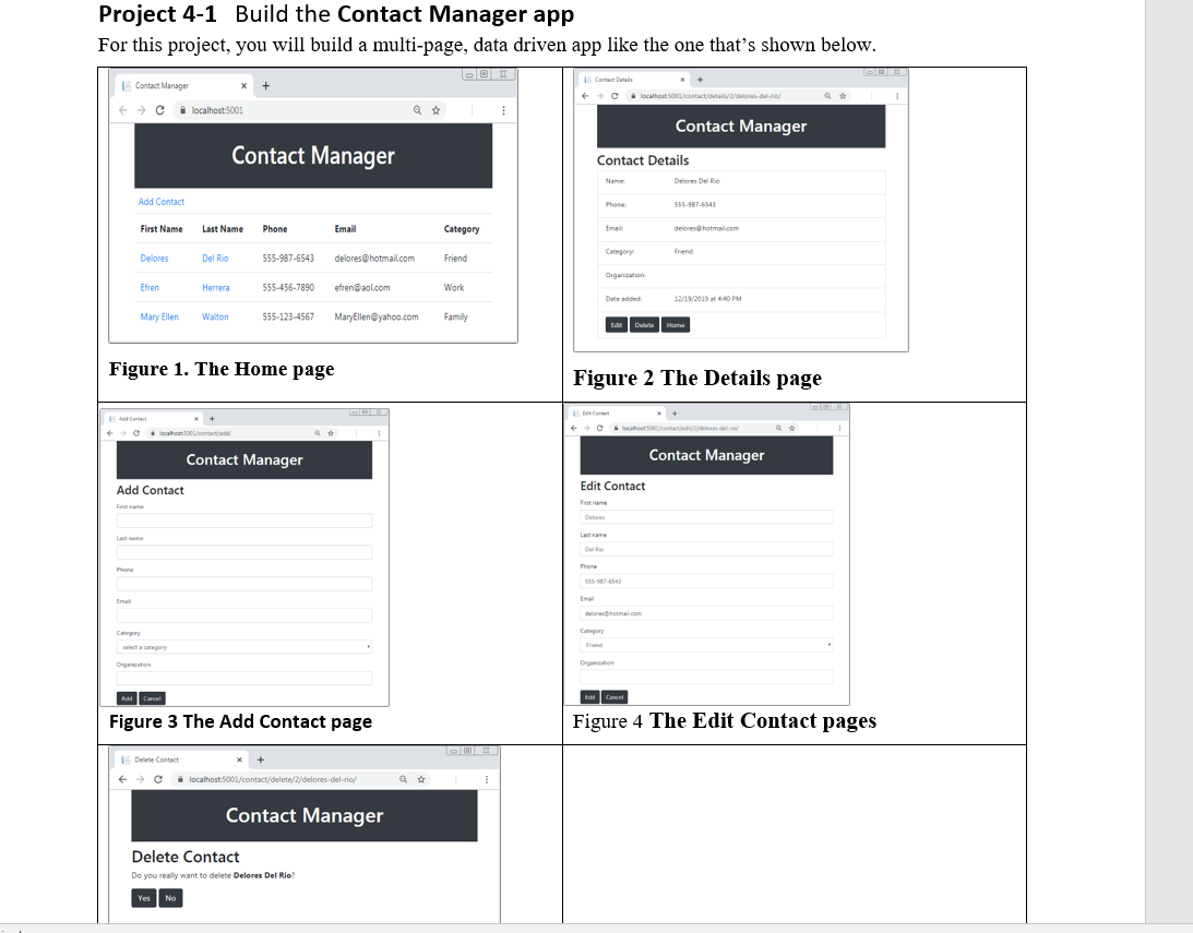 Solved Project 4-1 Build the Contact Manager app For this | Chegg.com
