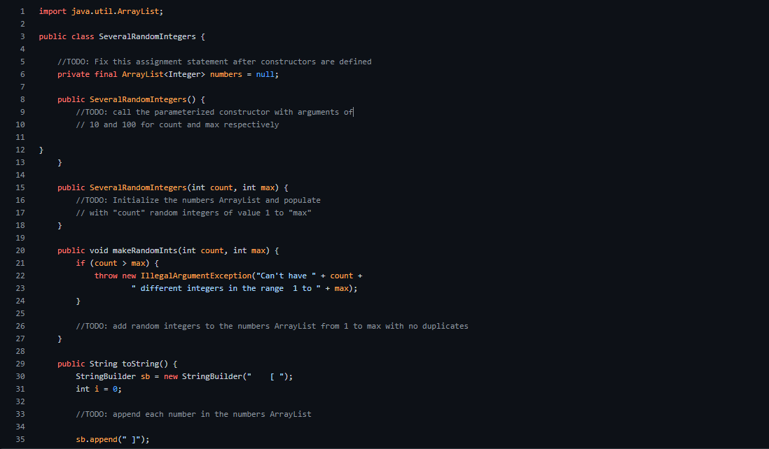 Solved 1 import java.util.ArrayList; 2 3 public class | Chegg.com