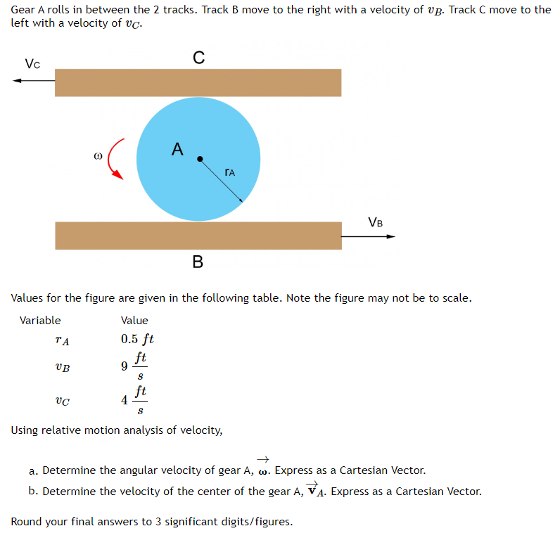 Solved Gear A rolls in between the 2 tracks. Track B move to | Chegg.com