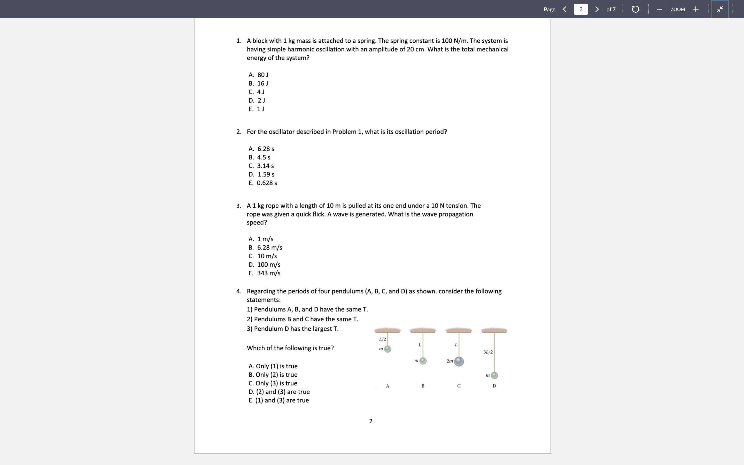 Solved 1. A block with 1 kg mass is attached to a spring. | Chegg.com