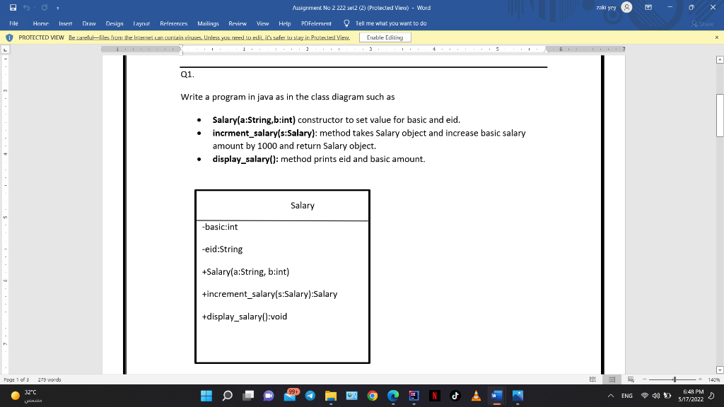 Solved Assignment No 2 222 set2 (2) (Protected View) - Word | Chegg.com