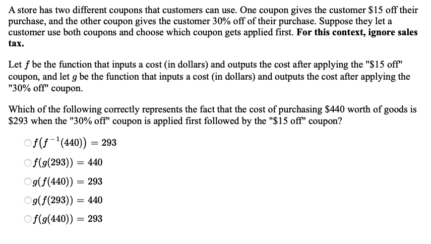 Solved A store has two different coupons that customers can | Chegg.com