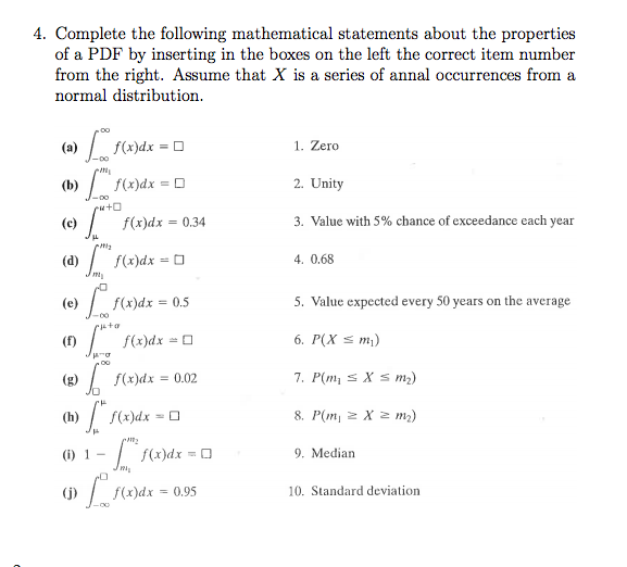 Solved 4. Complete the following mathematical statements | Chegg.com