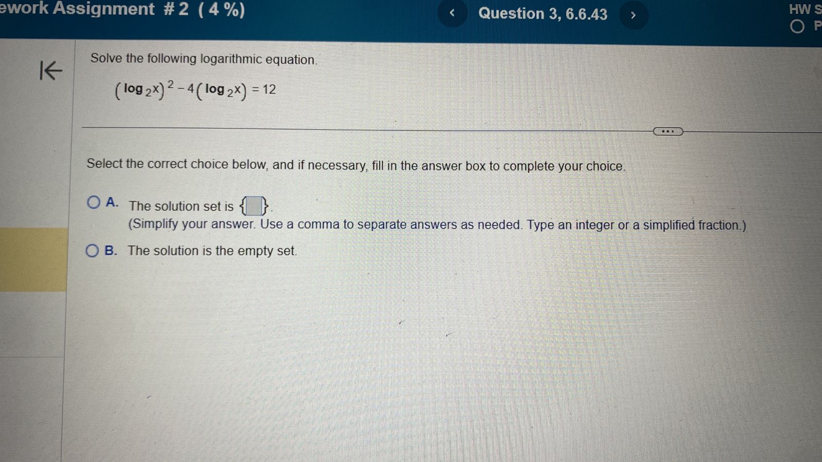 Solved Solve The Following Logarithmic Equation 6275