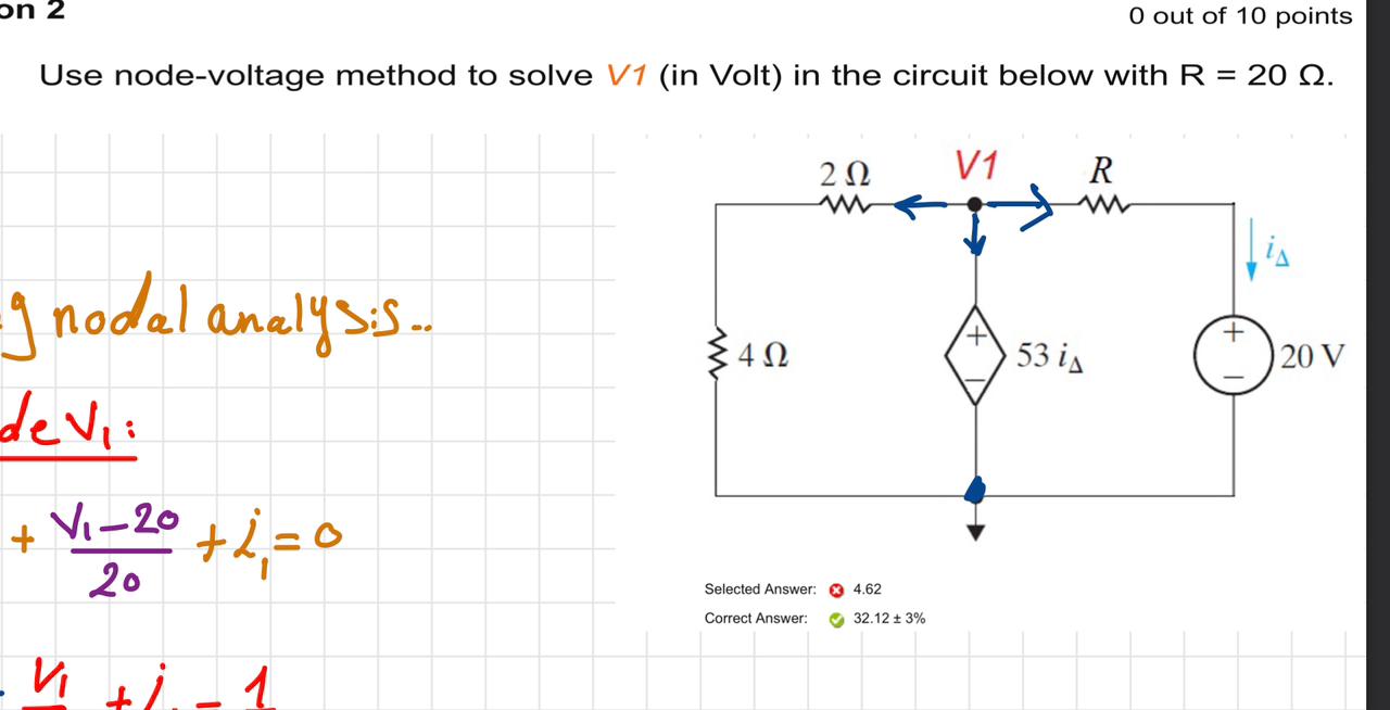Solved Use node-voltage method to solve V1 (in Volt) in the | Chegg.com