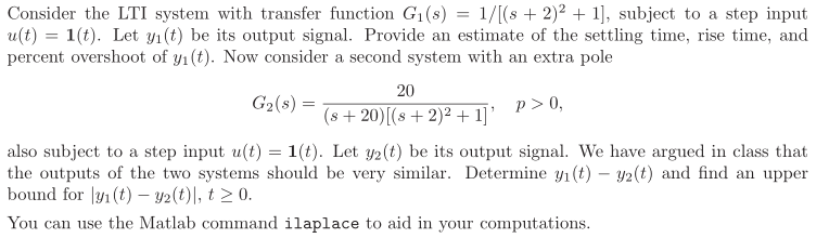 Solved Consider the LTI system with transfer function G1(s) | Chegg.com