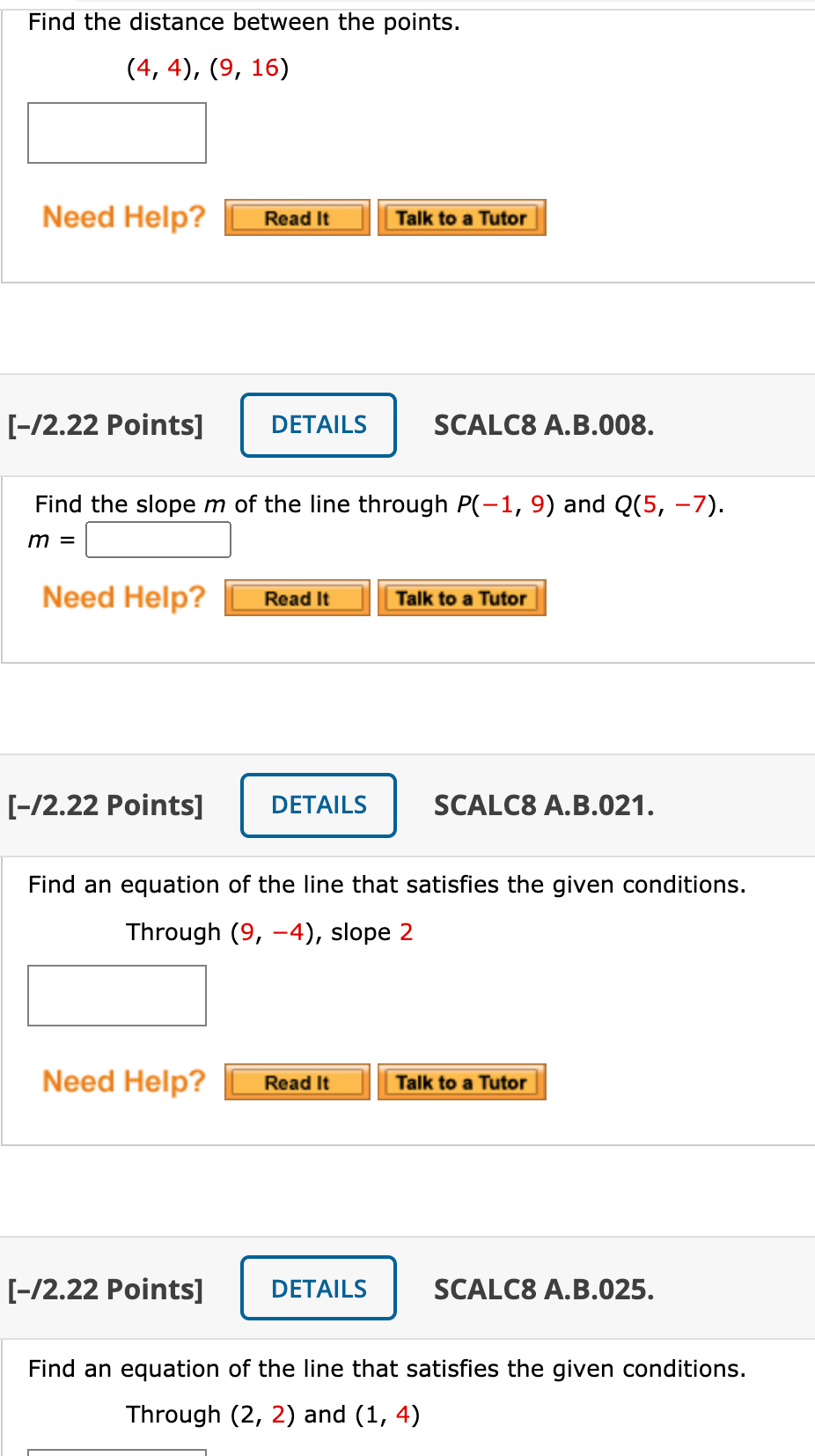 Solved Find the distance between the points. (4,4), (9, 16) | Chegg.com
