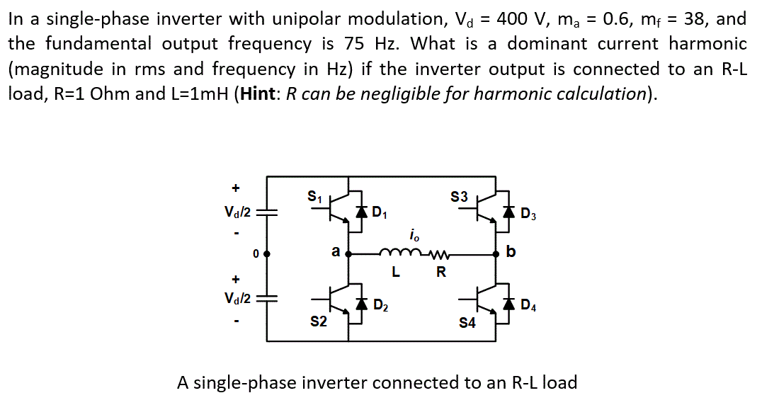 Solved In a single-phase inverter with unipolar modulation, | Chegg.com