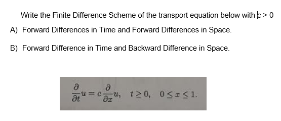 > 0 Write the Finite Difference Scheme of the | Chegg.com