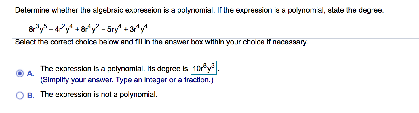 Solved Determine Whether The Algebraic Expression Is A 7367