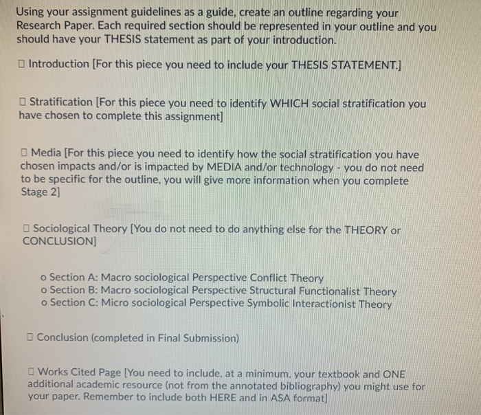 Using your assignment guidelines as a guide, create | Chegg.com