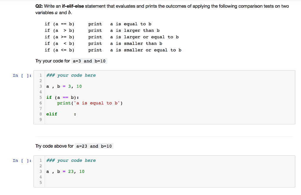 Solved Q2: Write an if-elif-else statement that evaluates | Chegg.com