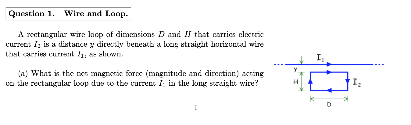 Solved Question 1. Wire and Loop. A rectangular wire loop of | Chegg.com