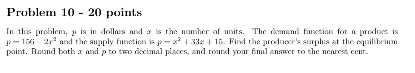 Solved Problem 10 - 20 points In this problem, p is in | Chegg.com