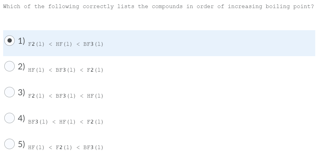 Solved Which of the following correctly lists the compounds | Chegg.com