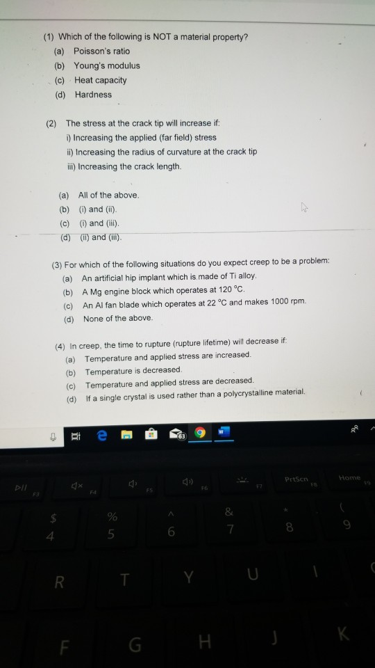 Solved (1) Which of the following is NOT a material | Chegg.com