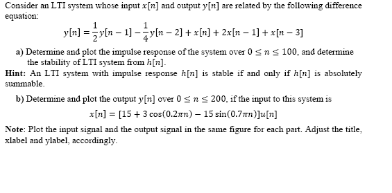 Solved Consider an LTI system whose input x[n] and output | Chegg.com