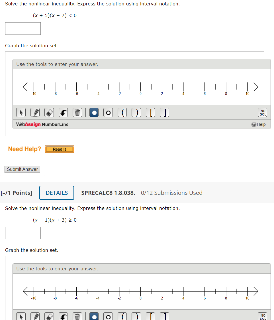 Solved 8−5x≥4x−9 Graph the solution set. Use the tools to | Chegg.com