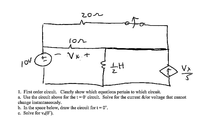 Solved 1 First Order Circutit Clearly Show Which Equations