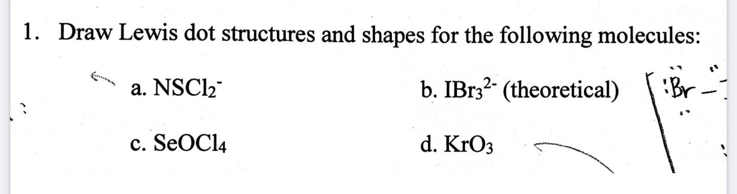 Solved Draw Lewis dot structures and shapes for the | Chegg.com