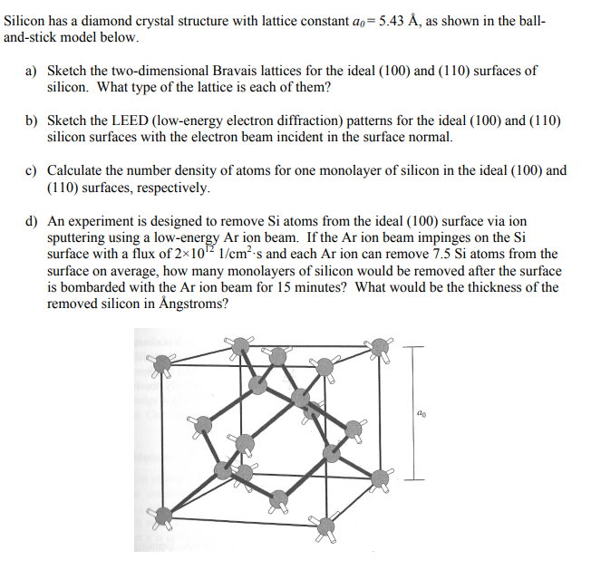 Silicon has a diamond crystal structure with lattice | Chegg.com