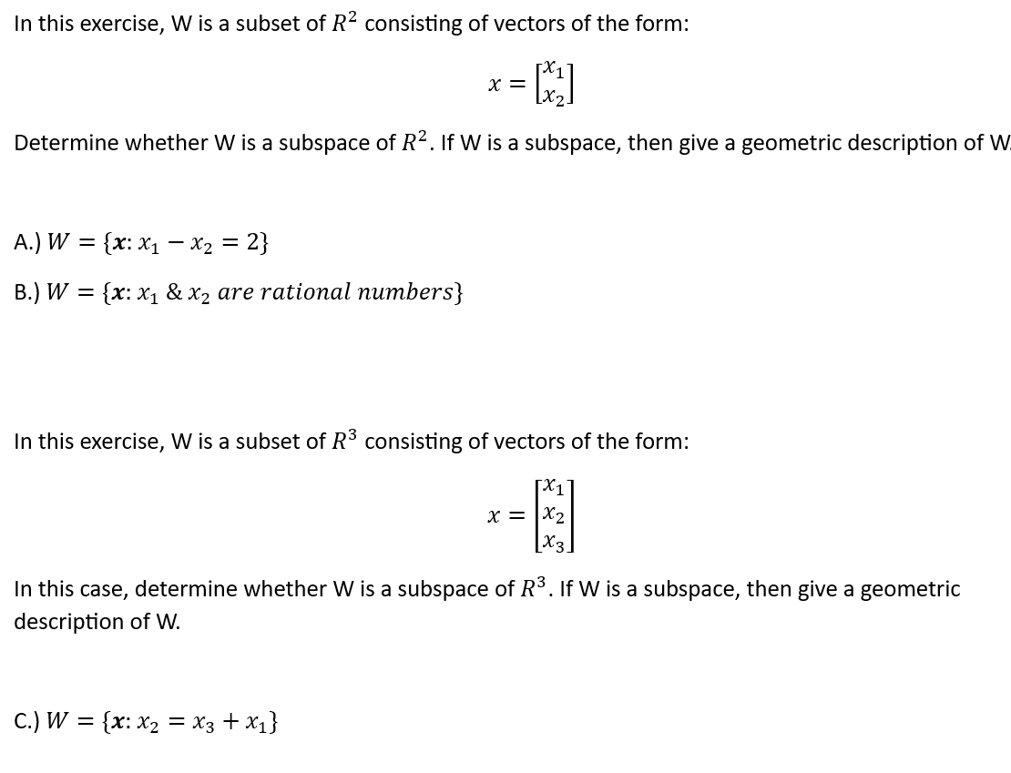 Solved In this exercise, W is a subset of R2 consisting of | Chegg.com